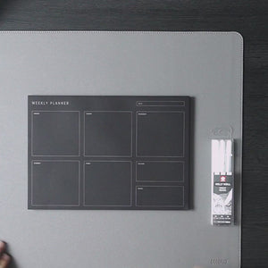 A4 Weekly Planning Pad - Silver/Black, Landscape | Dotgrid