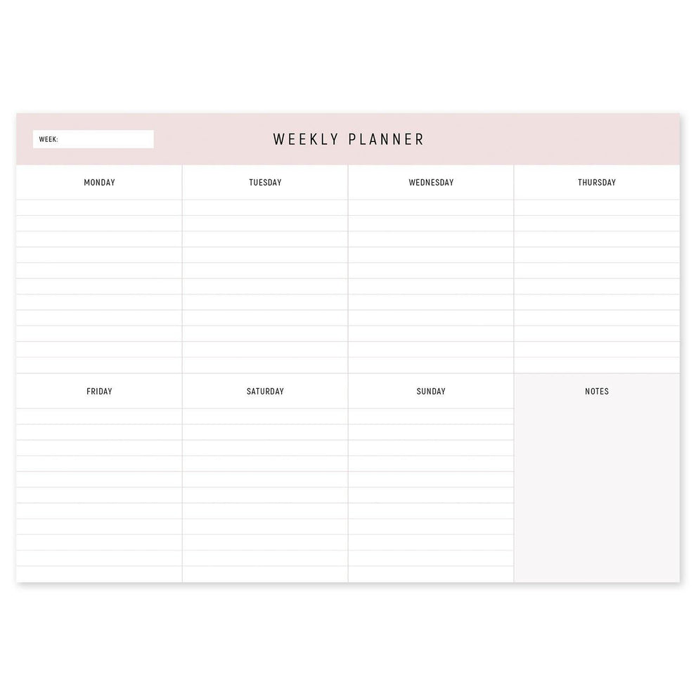 A4 Weekly Planning Desk Pad - Pink, Landscape – Dotgrid