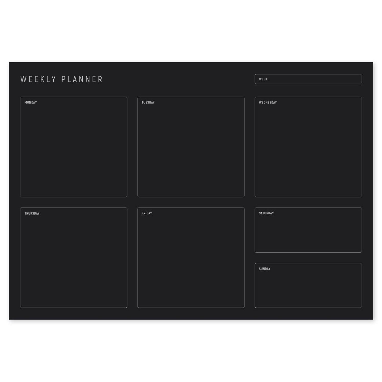A4 Weekly Planning Pad - Silver/Black, Landscape | Dotgrid