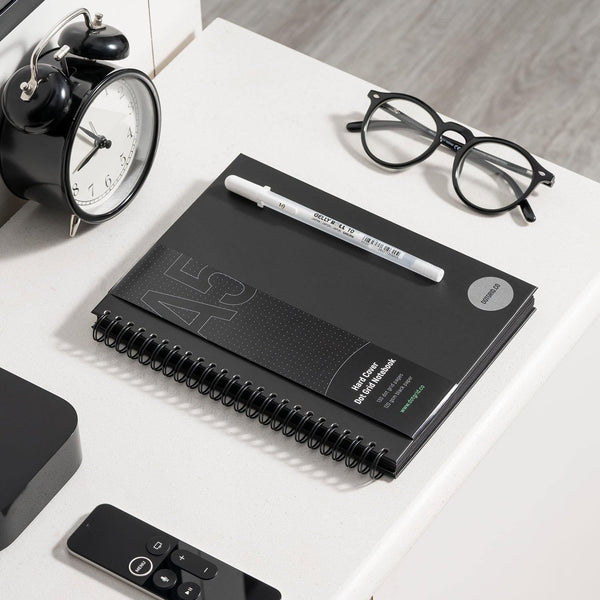 Hard Cover A5 Dot Grid Notebook With Dotted Black Pages – Dotgrid