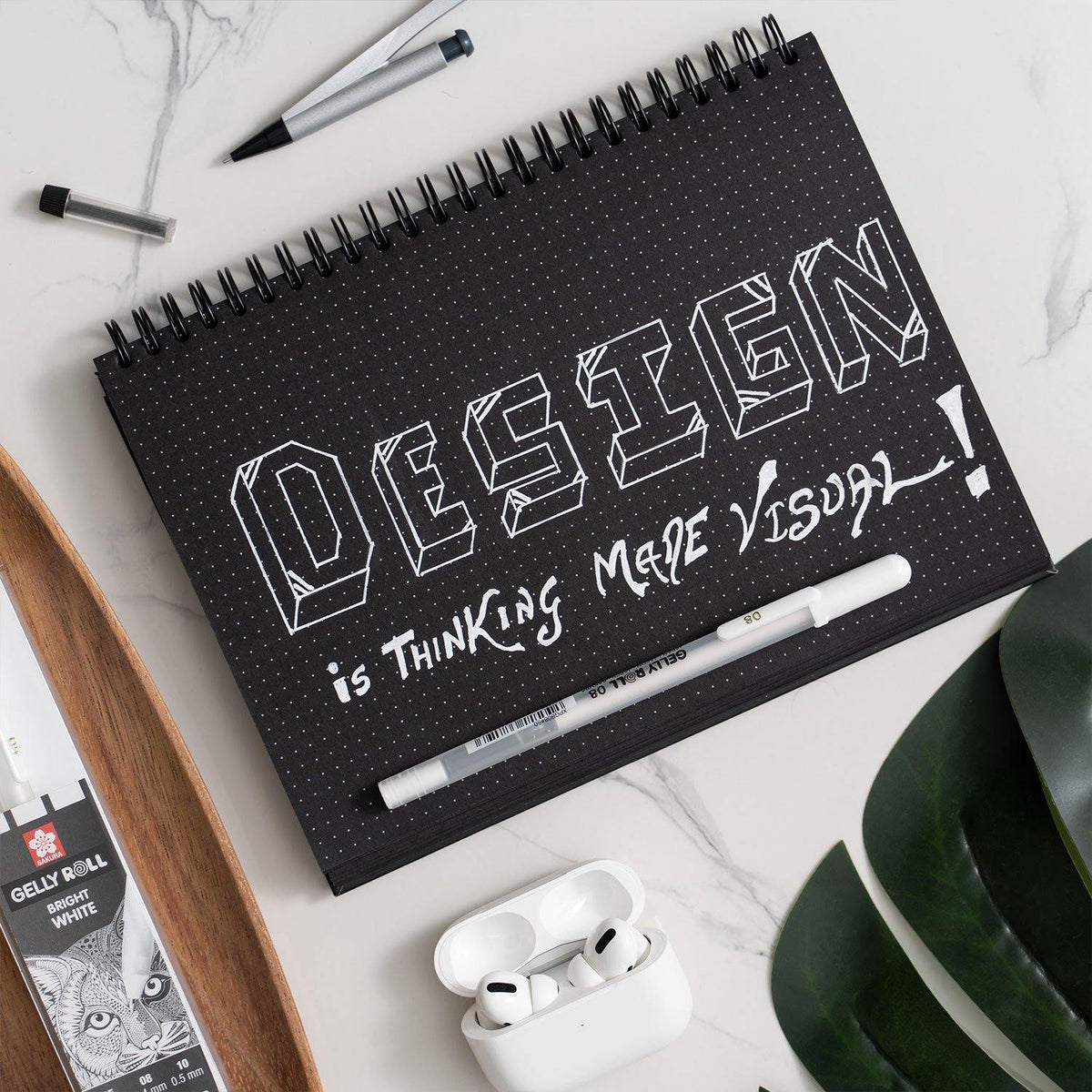 Hard Cover A5 Dot Grid Notebook With Dotted Black Pages – Dotgrid